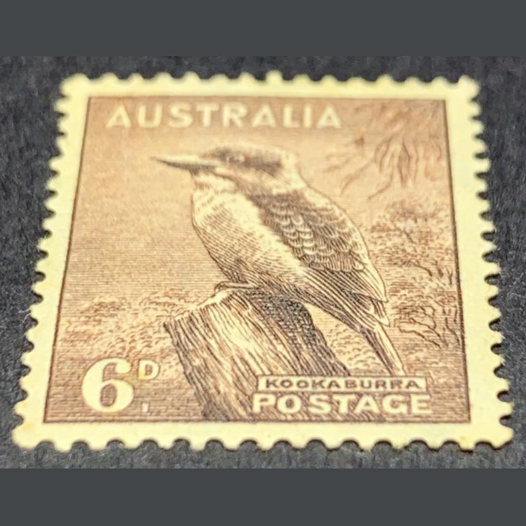Pre-Decimal Australian Purple-Brown Laughing Kookaburra 6d Stamp (MNH ...